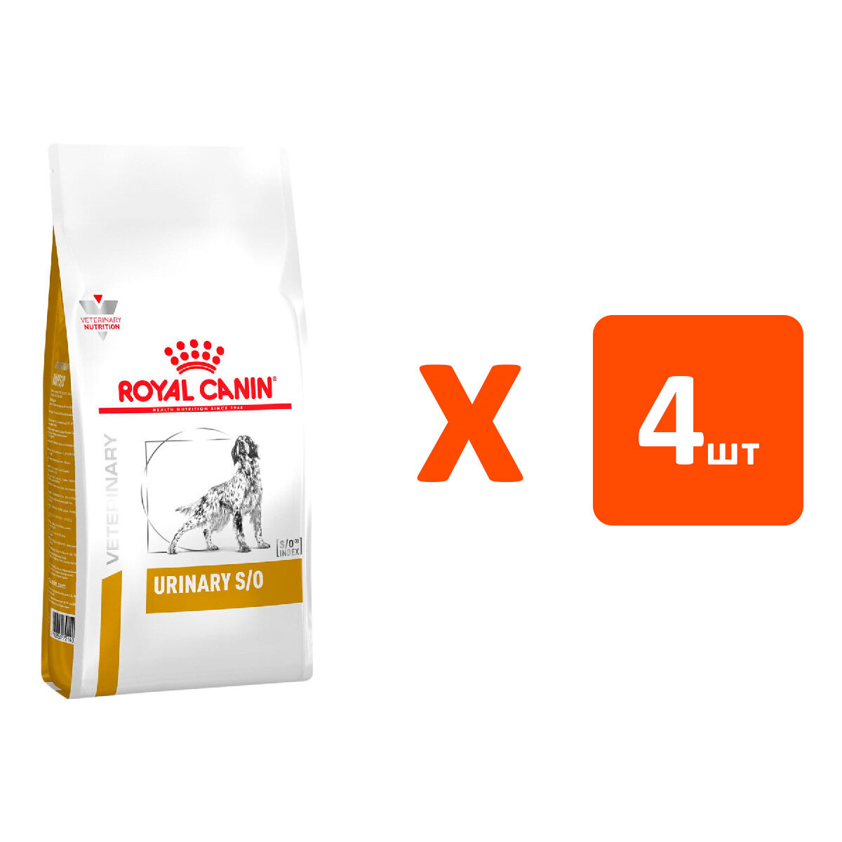 ROYAL CANIN URINARY S/O LP18 для взрослых собак при мочекаменной болезни струвиты, оксалаты 13 кг х 4 шт