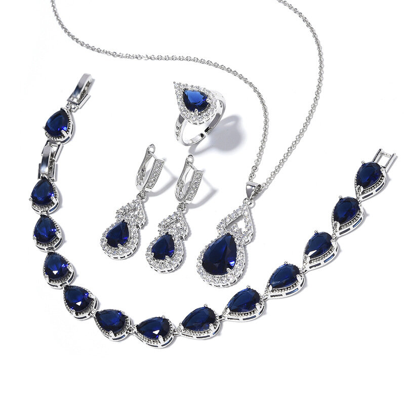 Комплект бижутерии: браслет, колье, серьги, циркон