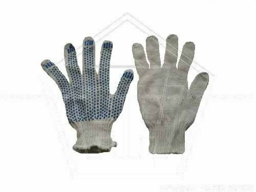 Перчатки х/б (5-ти ниточн,10 класс экстра) с пвх белые фабрика перчаток
