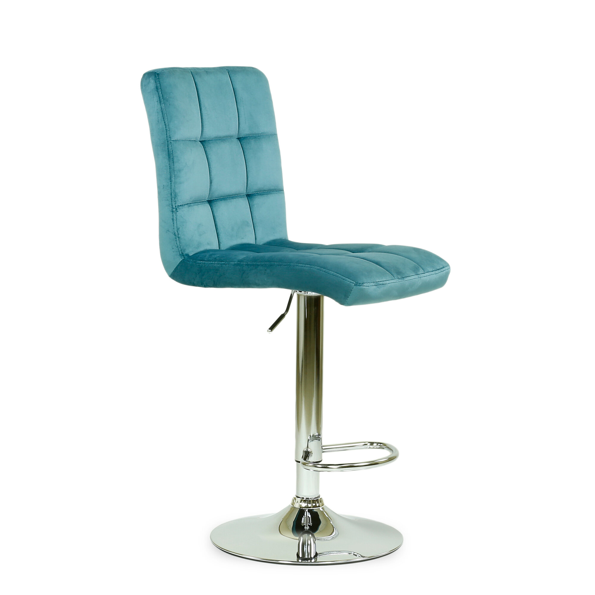 Барный стул N-48 Kruger Barneo зеленый, хромированный; велюр, металл; мягкое сиденье; без подлокотников