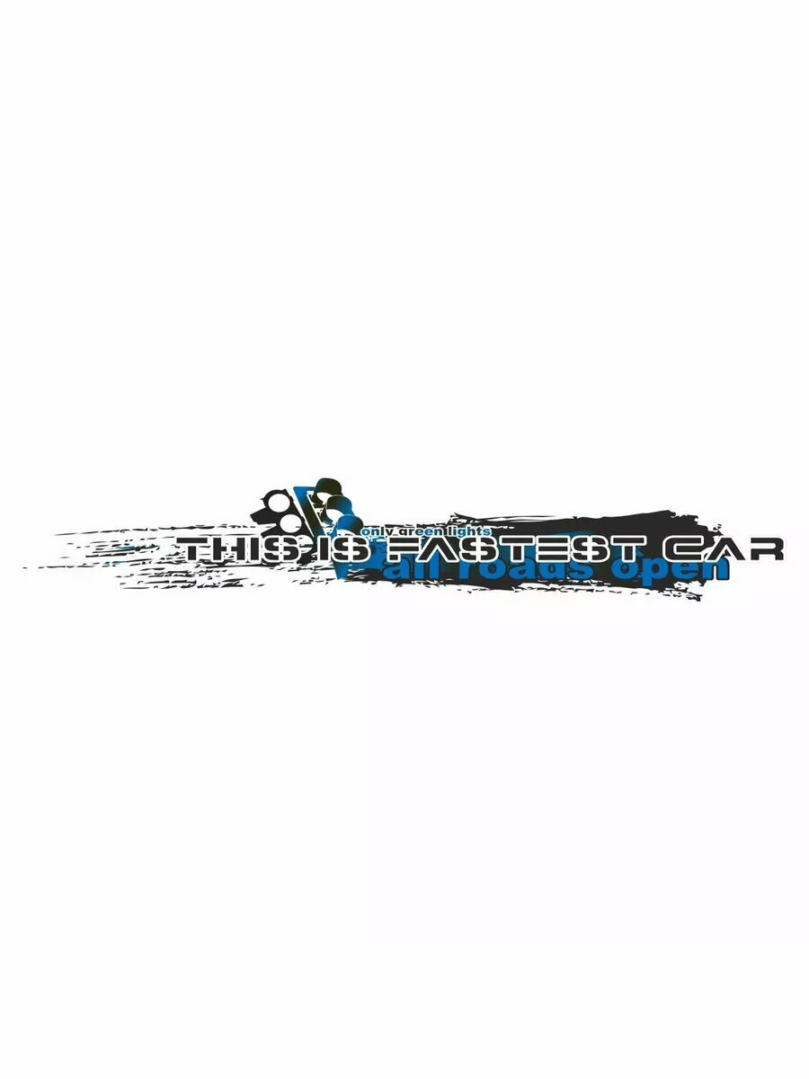 Графика на борта "FASTEST CAR" 500х2000мм, син, лев, Арт рэйсинг