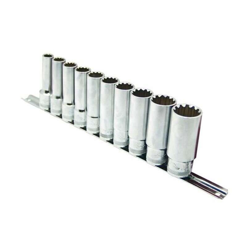 Набор торцевых головок удлиненных 10-24мм Multiprof 1/2" дюйма на планке AIST 402410 10 предметов многогранных Super Tech/Multilock под большую трещотку