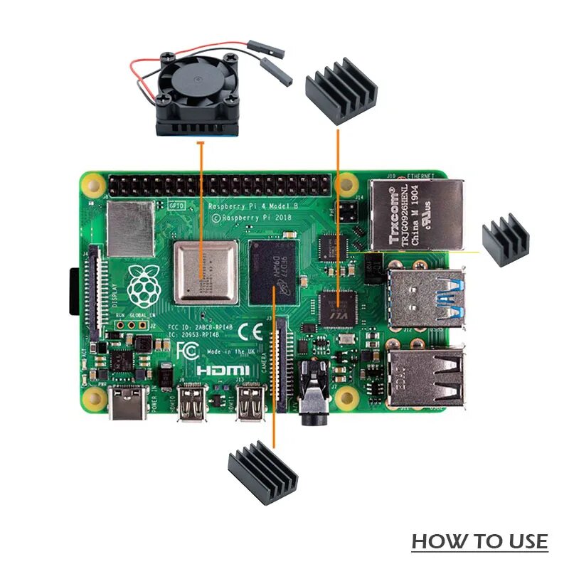 Goodsinzone Радиатор с вентилятором для Raspberry Pi 4 Model B — фото 1