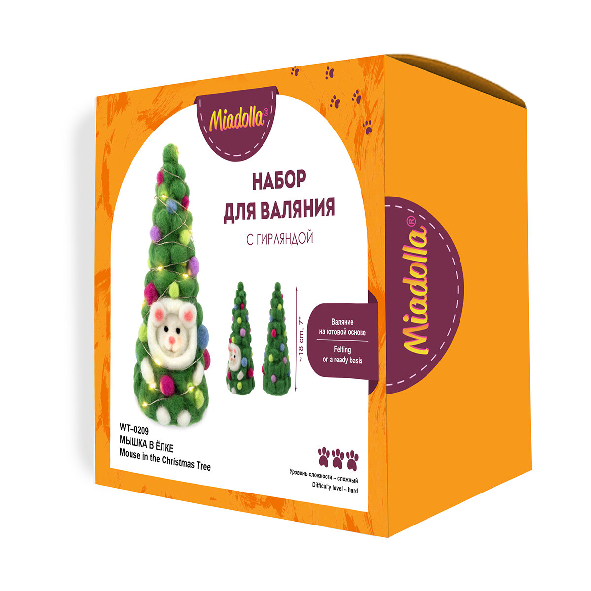 Miadolla WT-0209-BE89 Мышь в елке набор для валяния со светодиодами - творческий комплект
