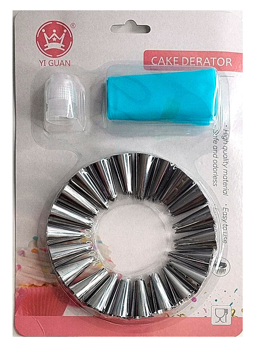 Набор Cake Derator Мешок кондитерский с креплением + 22 шт сменных насадки круг (на блистере)