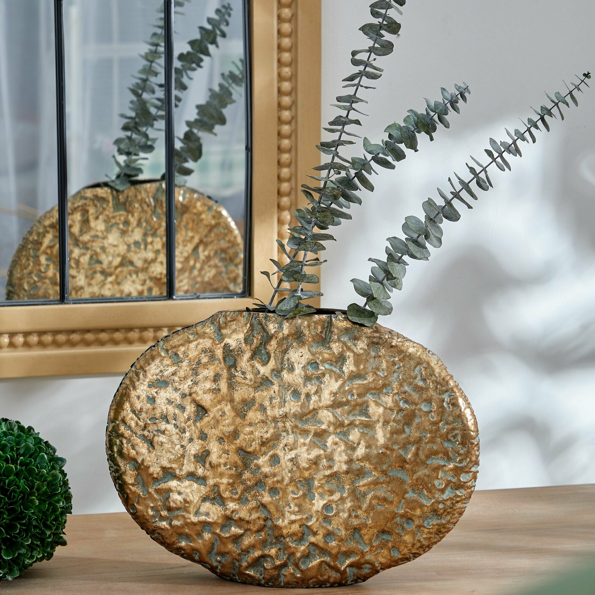 57-313 Ваза настольная Зимбабве 39х10х28см, Железо, цвет золотистый, Glasar