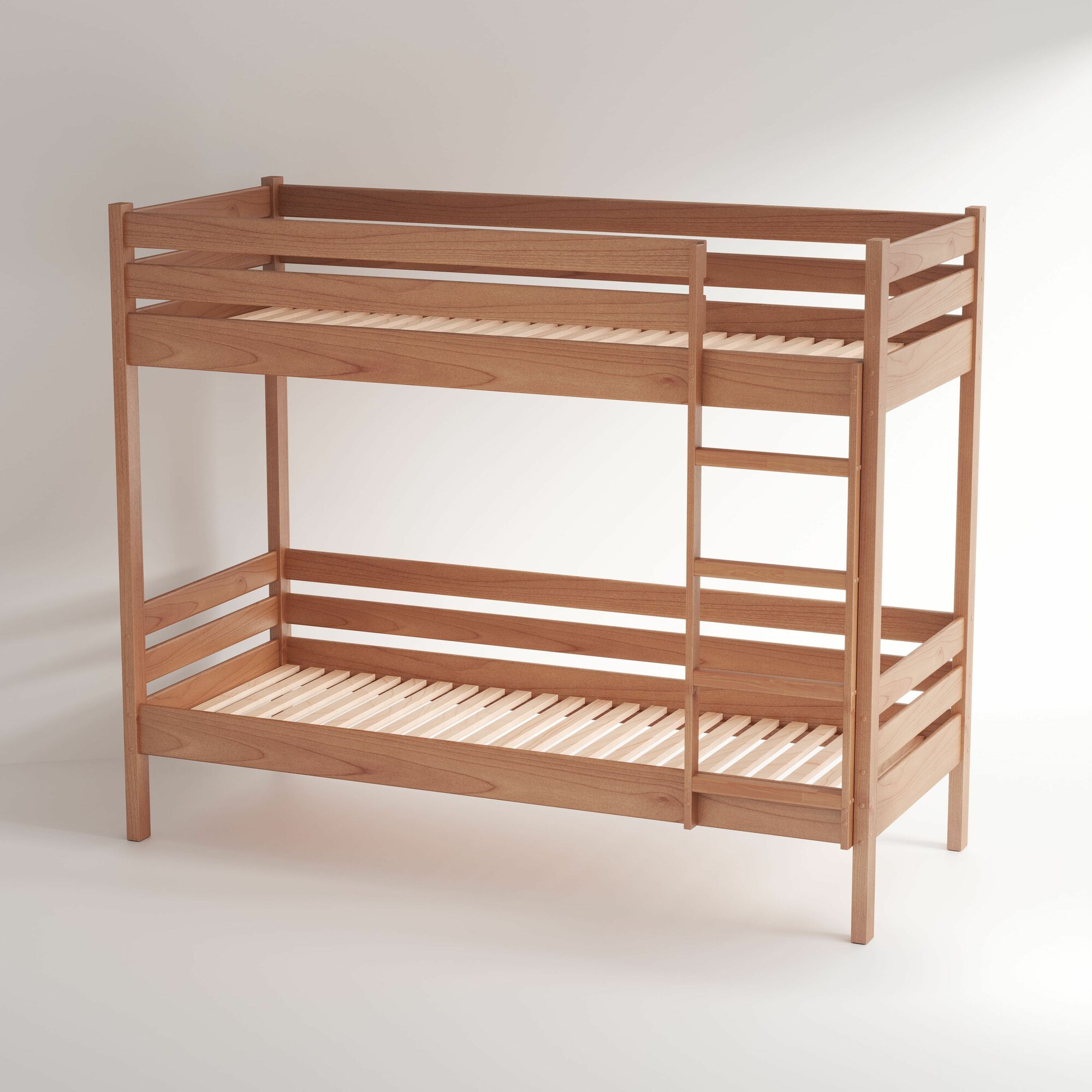 Кровать двухъярусная, 90х200 см, Hansales, из массива березы с защитным бортиком премиум качества, цвет темный орех