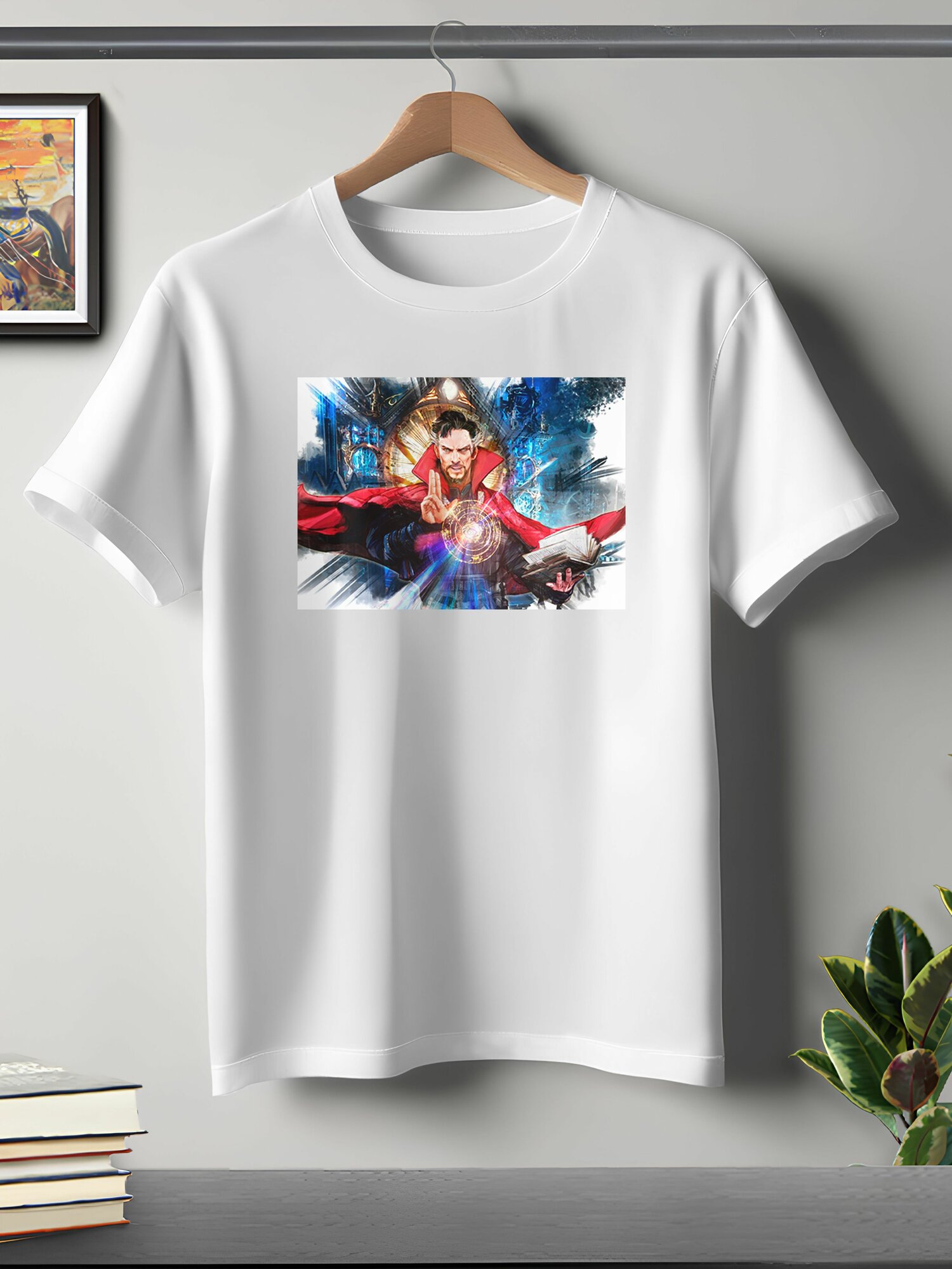 Футболка ONEQ унисекс 44-46 (S) размер с принтом Доктор Стрейнж, белая