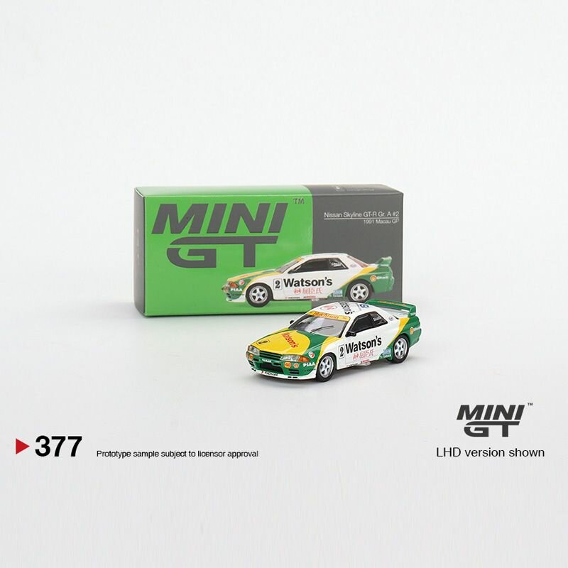 Машинка Mini GT 1:64 #377 Nissan GT-R R32 Gr. A #2 1991 Macau GP Die-cast Alloy Car Model Collection Display Toy Gift