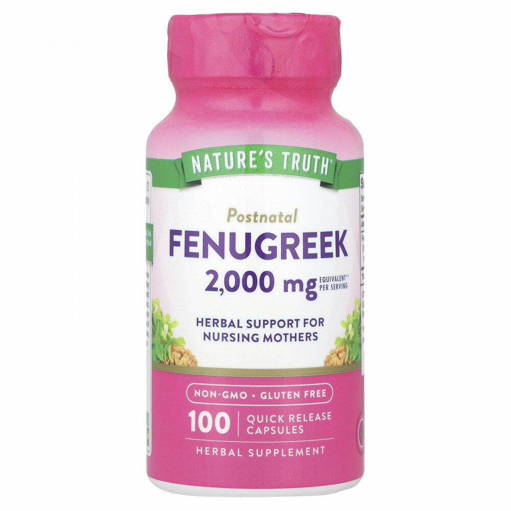 Nature's Truth, пажитник, 100 капсул с быстрым высвобождением (1000 мг в 1 капсуле)