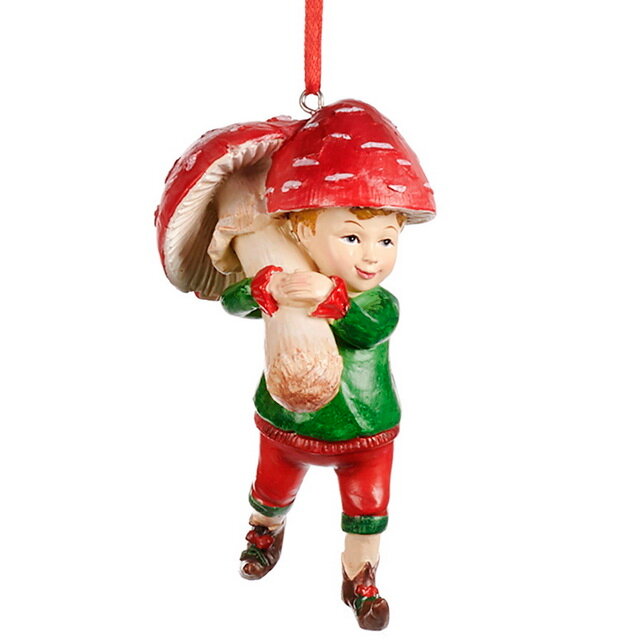 Елочная игрушка Мальчик Лео - Mushroom Elves 10 см, подвеска, Goodwill (Гудвилл), D46135-3