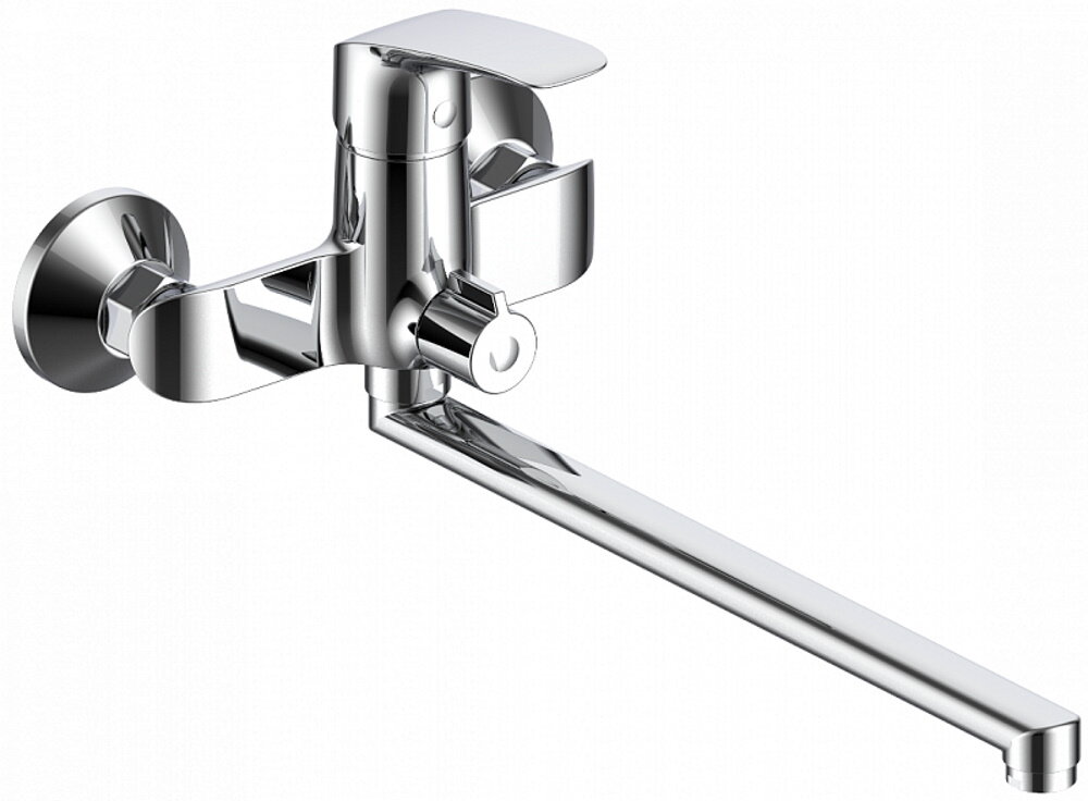 Смеситель ARGO / Арго IZEO для ванны, однорычажный, из латуни, цвет хром, излив 325мм / сантехника