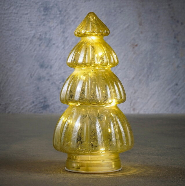 Новогодний светильник Елочка Shiny 28 см желтый, на батарейках, Edelman, 1165920-2