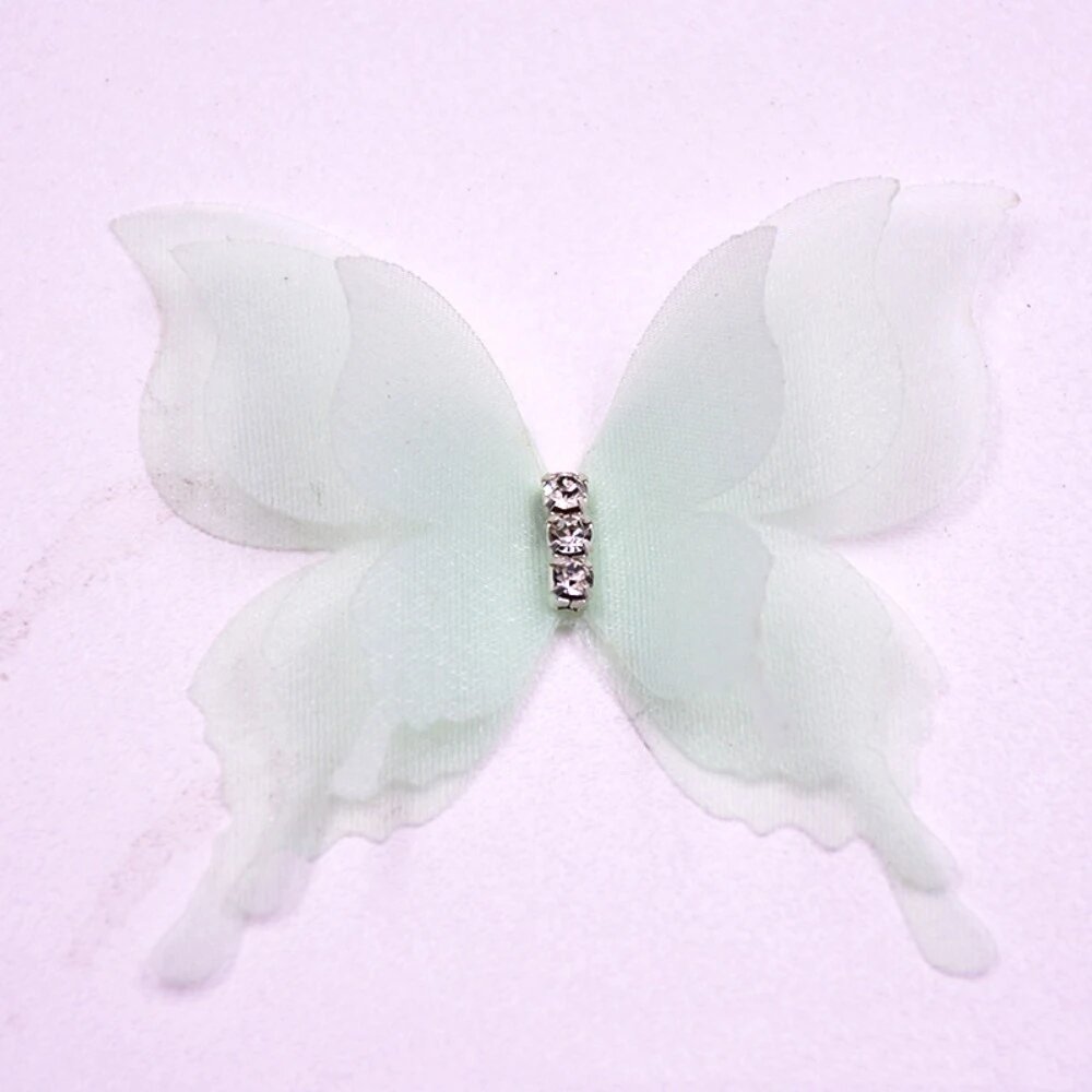 20 шт. аппликации-бабочки из органзы 5 см Белый, Green