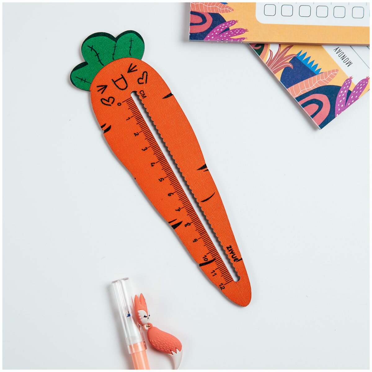 Линейка 12см MESHU "Carrot", деревянная, европодвес (WR15_54866), 36шт.