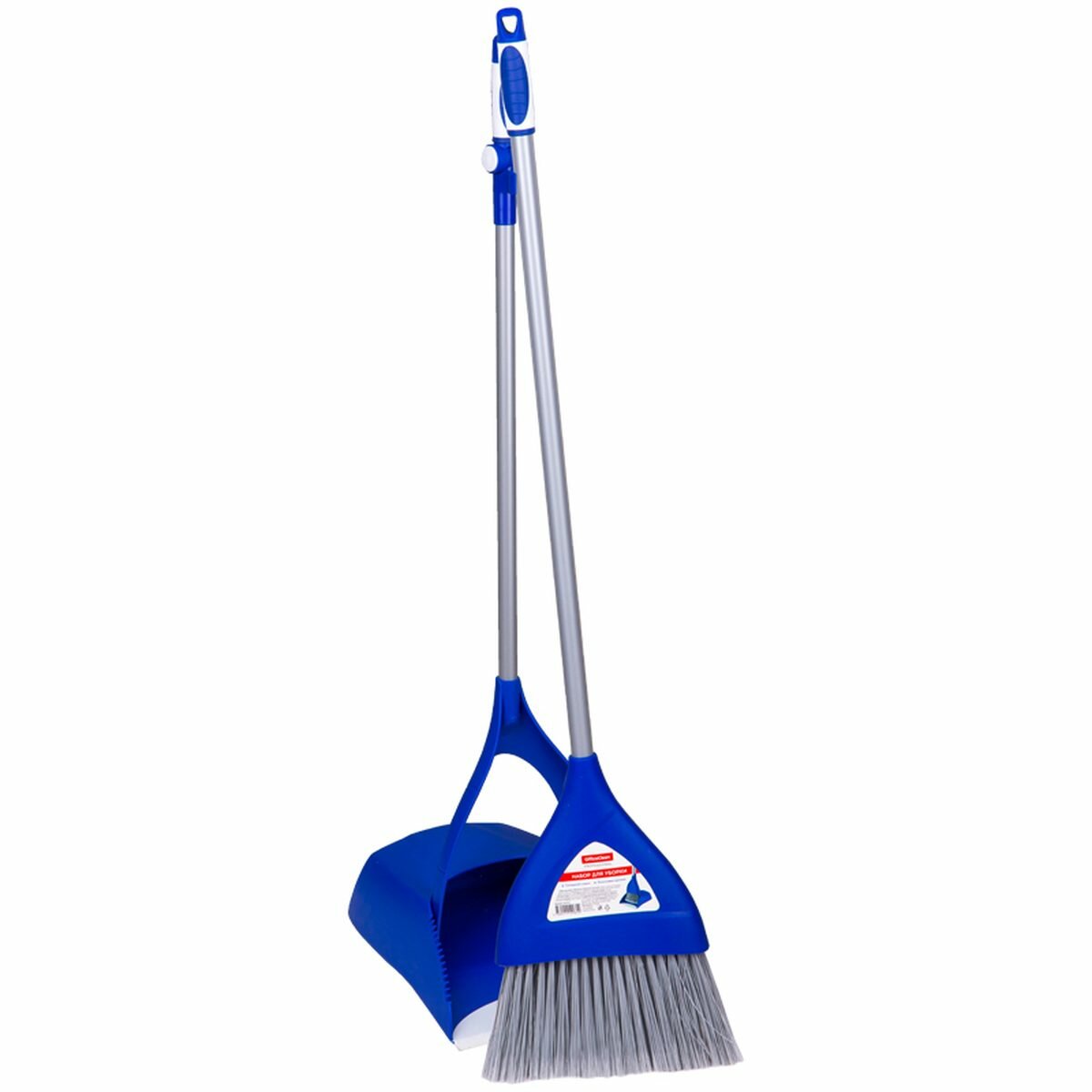 Совок для мусора OfficeClean Professional со щеткой-сметкой, складной, метал. ручка 66см, резин. кромка (266767)