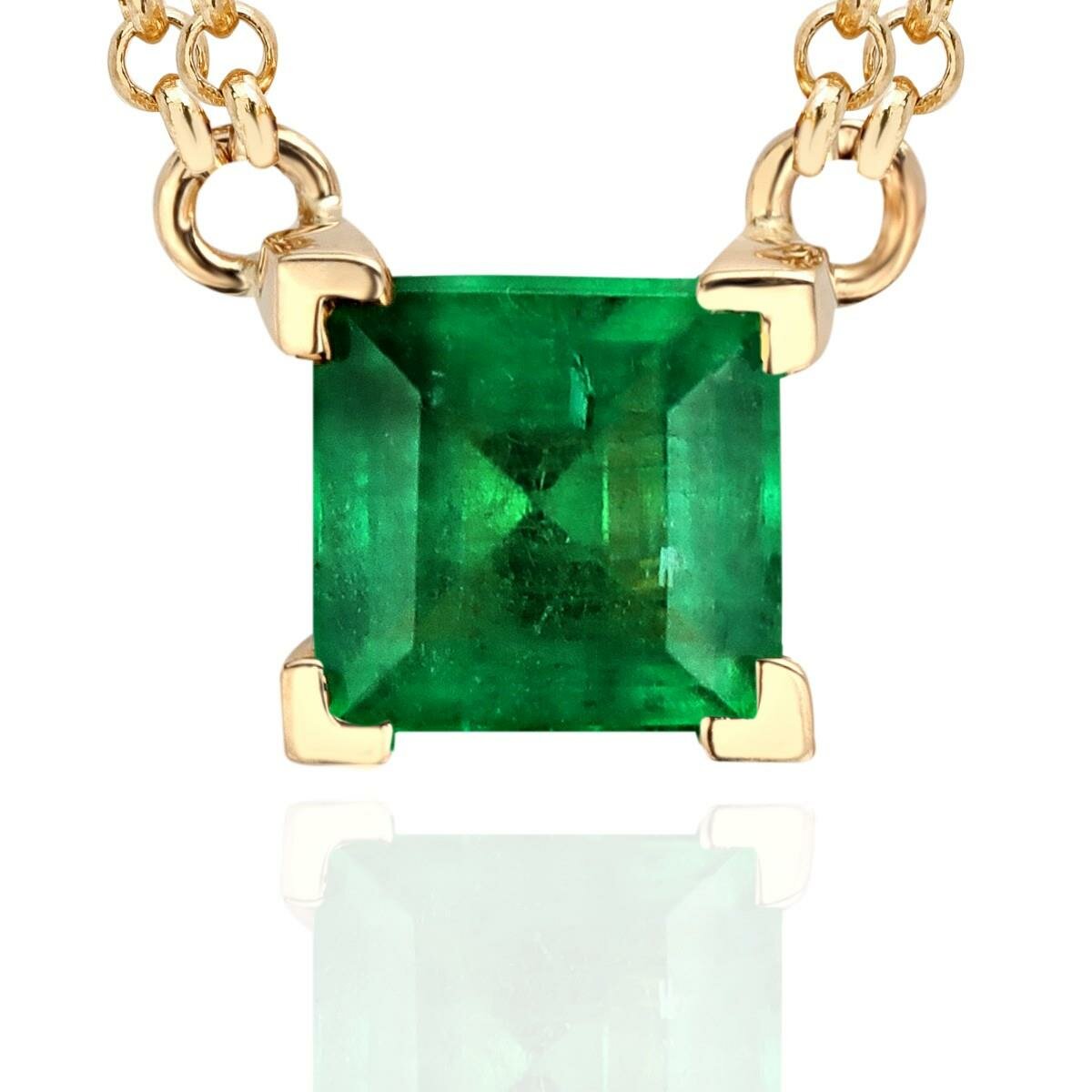 Колье, желтое золото, 585 проба, бриллиант, изумруд