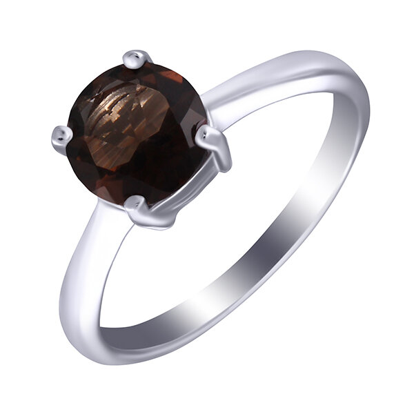 Кольцо, серебро, 925 проба, родирование, раухтопаз