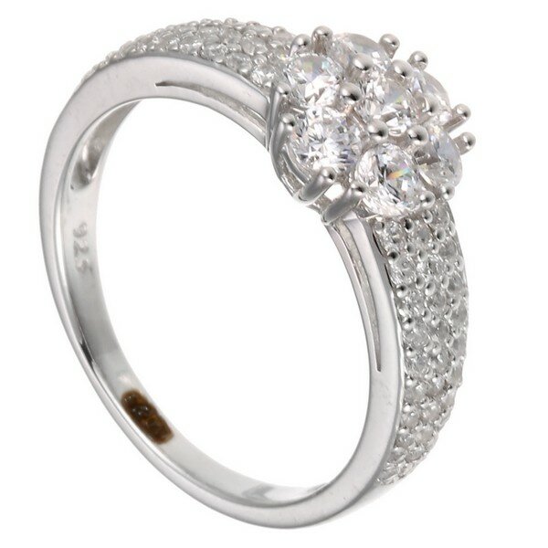 Перстень, серебро, 925 проба, родирование, циркон