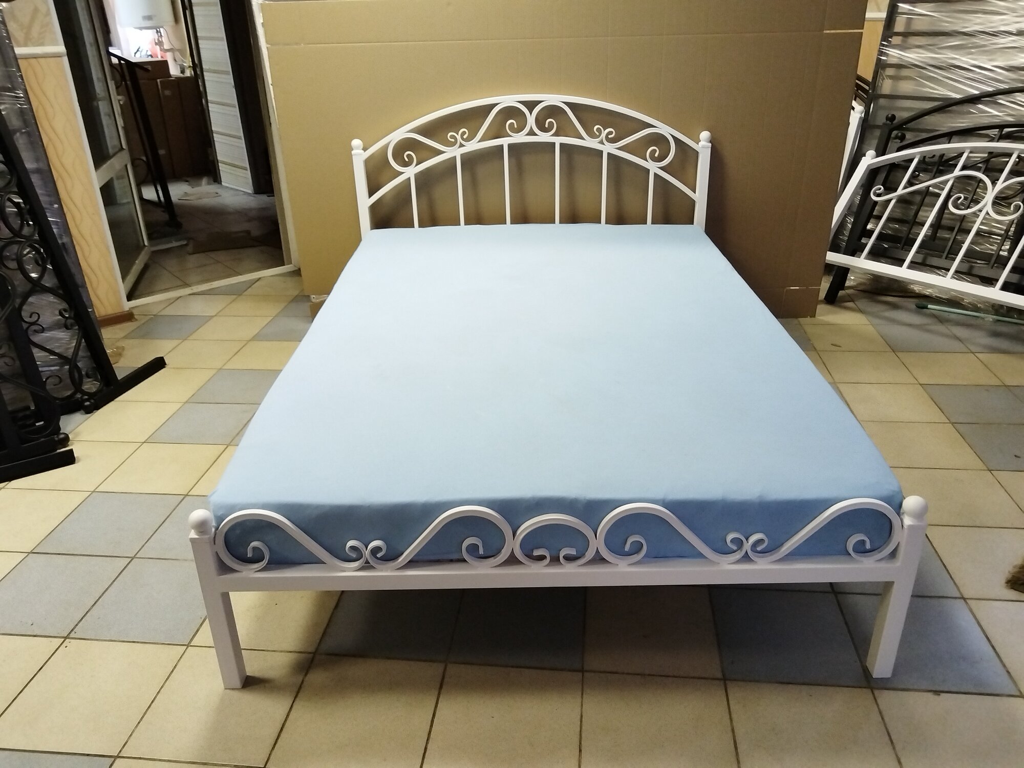 Кровать Loft Mebel "Донна-2", кованая, белый муар, двуспальное место, 140 x 200 см