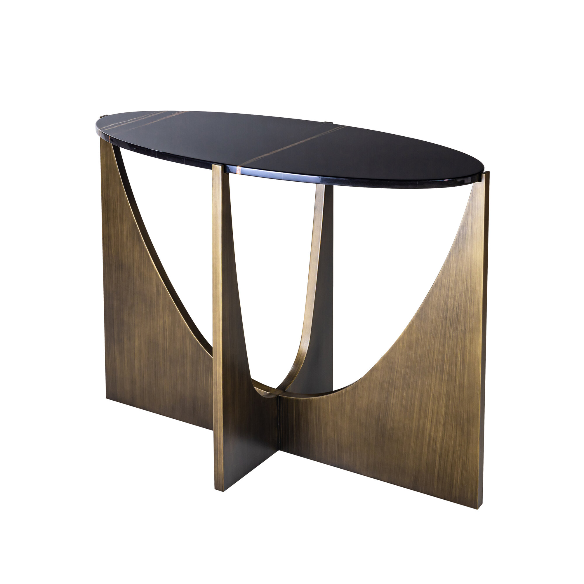 Консоль Bertin, Столешница - натуральный мрамор, Основание - металл с гальваническим покрытием, . /