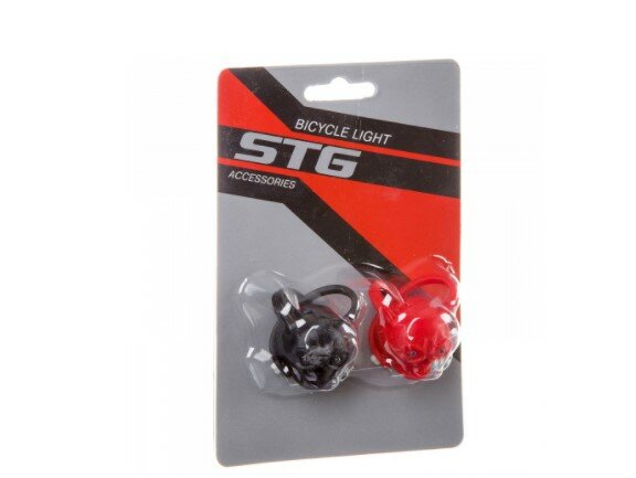 Комплект фонарей STG -TL8005 силикон. черепа, Черный с белыми диодами, красный с красными диодами ( 2