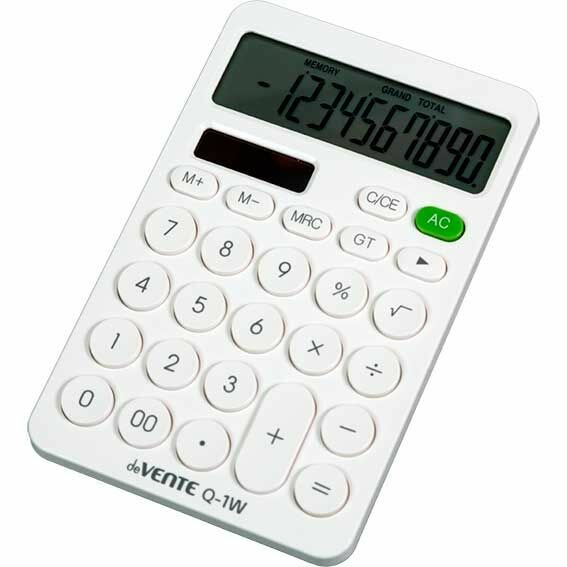 Калькулятор настольный deVENTE 12 разрядность, белый, двойное питание, 100х157х30 мм (4031339)