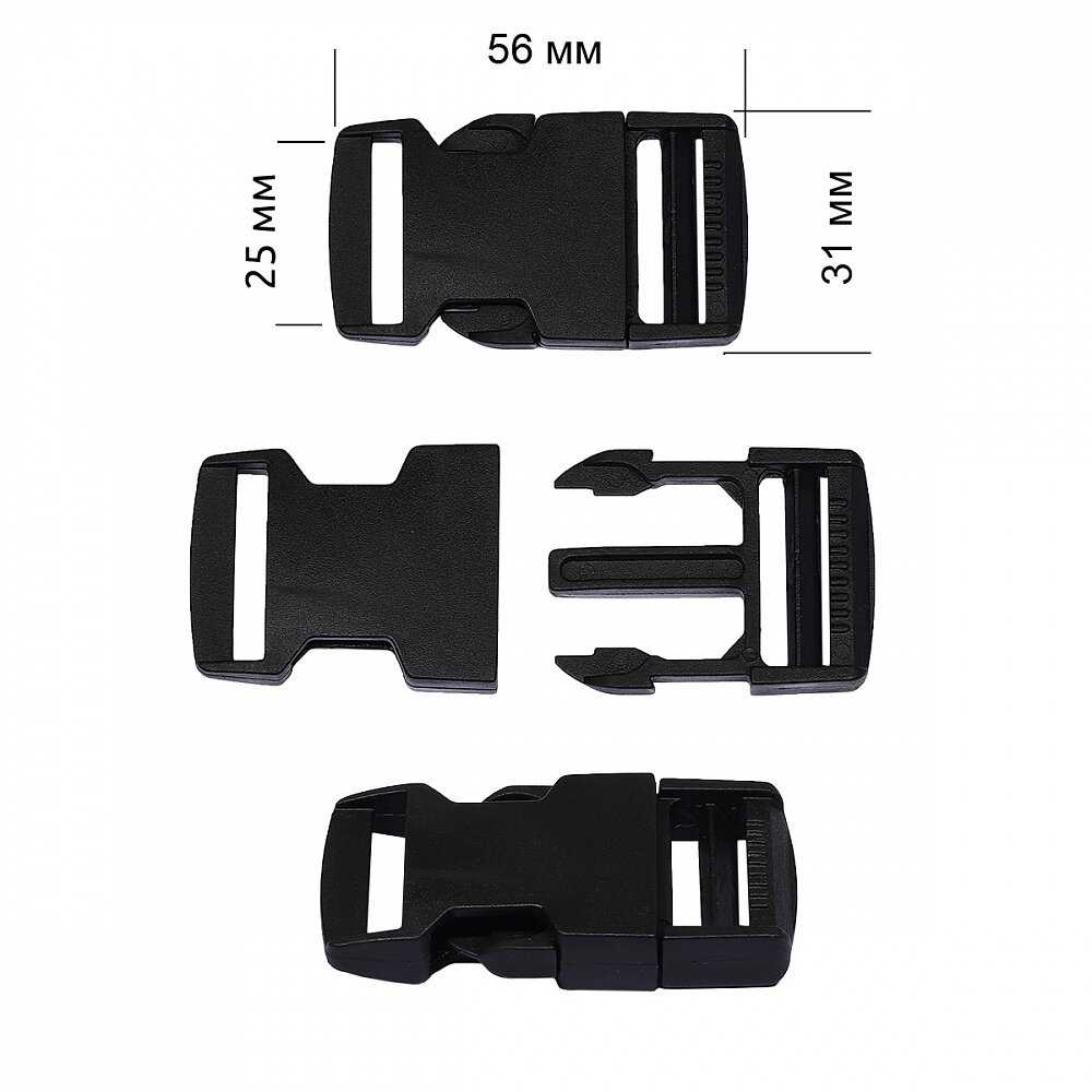 Фастекс TBY пластик 25 мм цвет черный, 100 шт (TBY.0069)