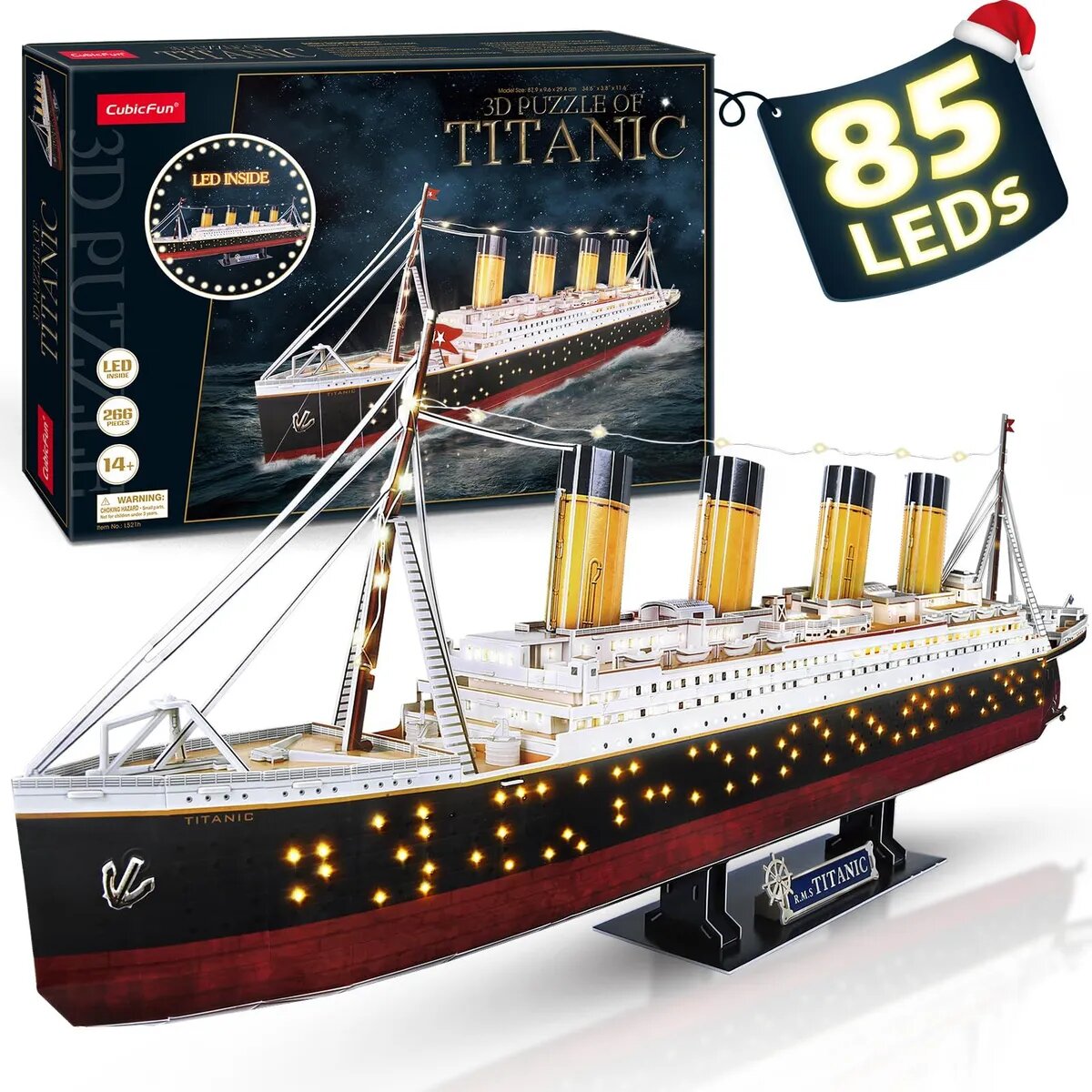 3D Пазл "Титаник" С LED-подсветкой, Конструктор Для Сборки, Модель Корабля, Образовательный Набор, Идеальный Подарок, 266 Деталей