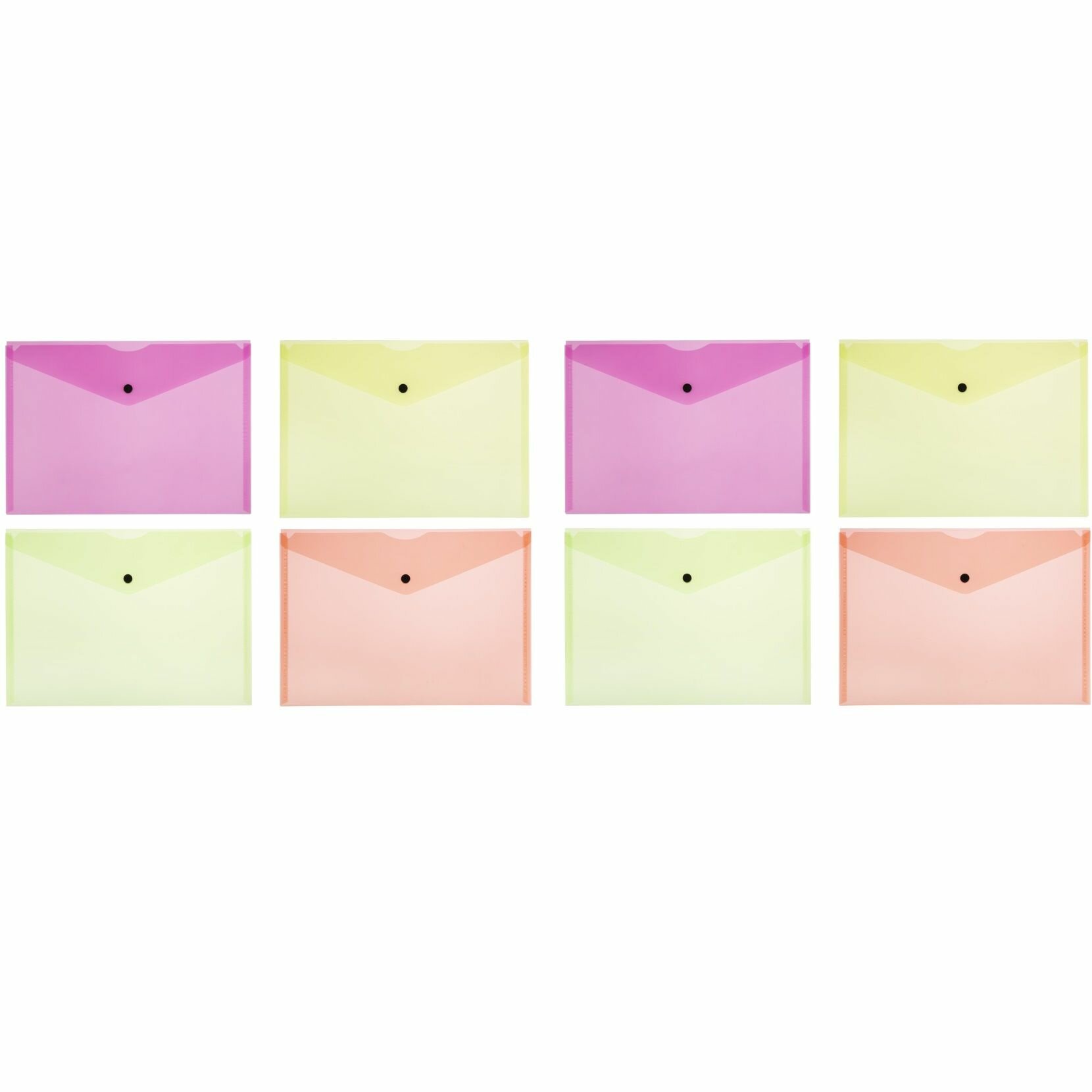 Attache Папка-конверт, Neon, на кнопке, А4, 8 штук в упаковке