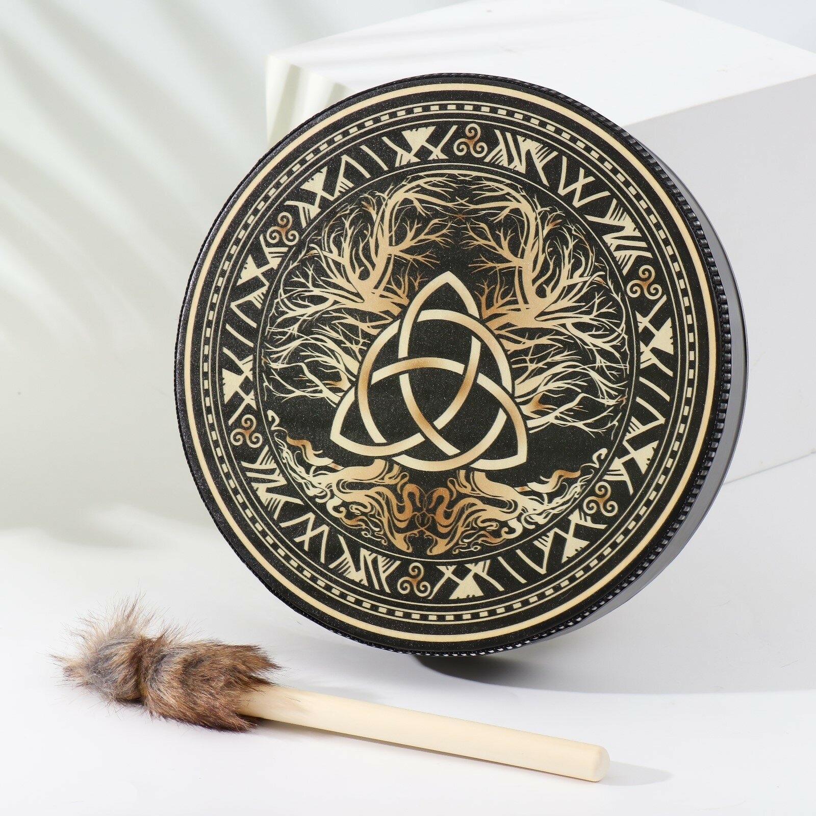 Шаманский бубен «Кельтский», музыкальный инструмент, с колотушкой, 5×25×25 см