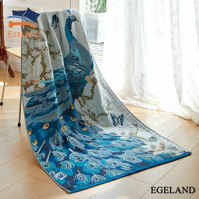 Полотенце банное муслиновое для взрослых и детей, Пляжное большое полотенце, Хлопок 100% Размер: 90х180 см Павлин-Egeland Домашнее прядение