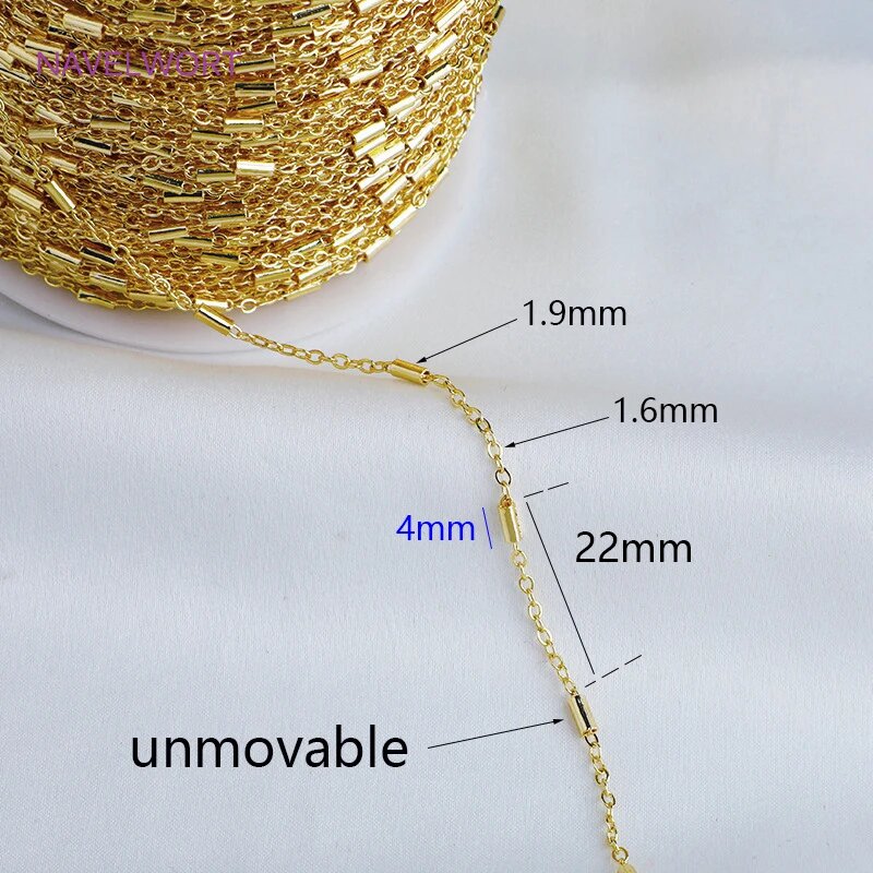 Позолоченная латунная цепочка 1.9mm, 1.6mm, 4mm, 22mm, unmovable