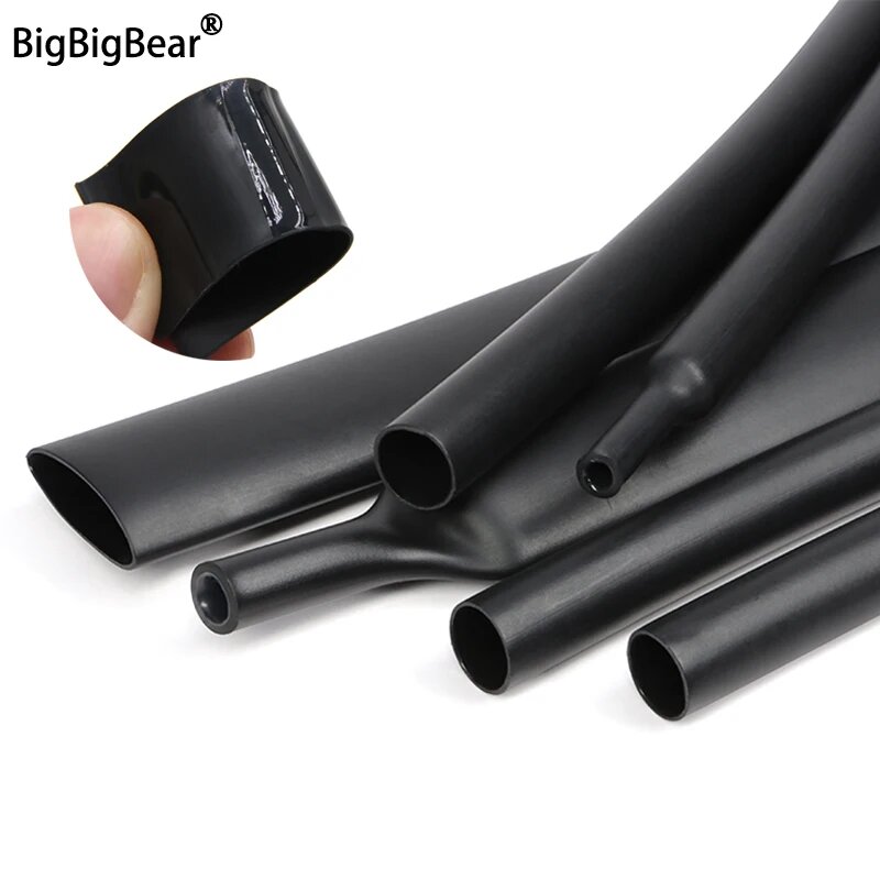1 ~ 10 м 3:1 термоусадочная трубка с клеем 1,6 ~ 50 мм, черная, с двойными стенками, клейкая полиолефиновая рукавная подкладка, защита кабеля