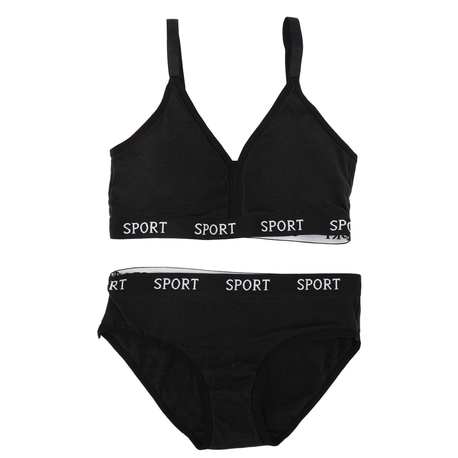 Женский комплект спортивного бюстгальтера и трусиков для йоги, мягкий дышащий чесаный хлопок, регулируемый, черный, идеально подходит для йоги, физических упражнений, фитнеса