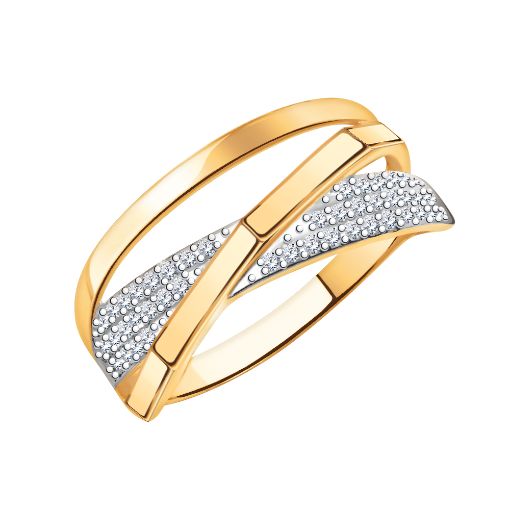 Кольцо, красное золото, 585 проба, фианит