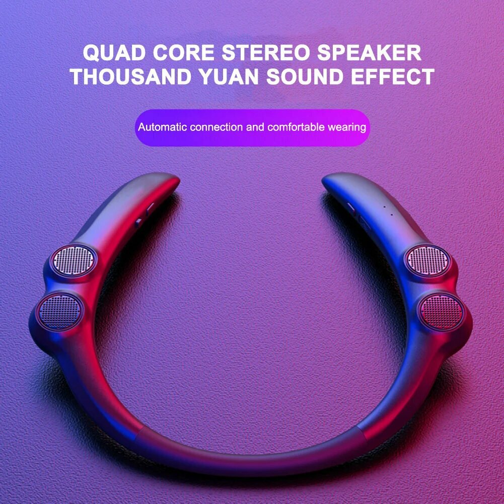 Носимый Bluetooth-совместимый динамик, подвесной шейный беспроводной стерео бас-портативный