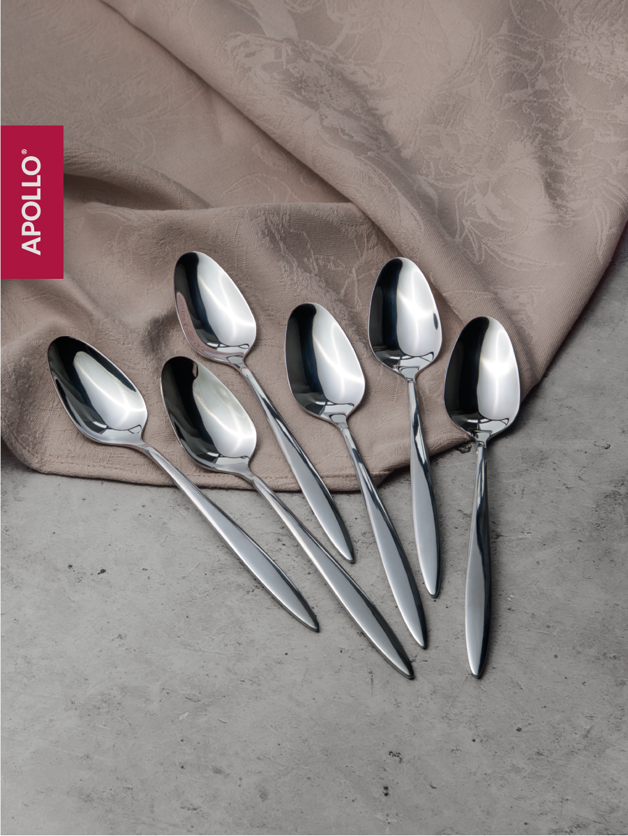 Набор ложек столовых Apollo 6 предметов, нержавеющая сталь, зеркальная полировка