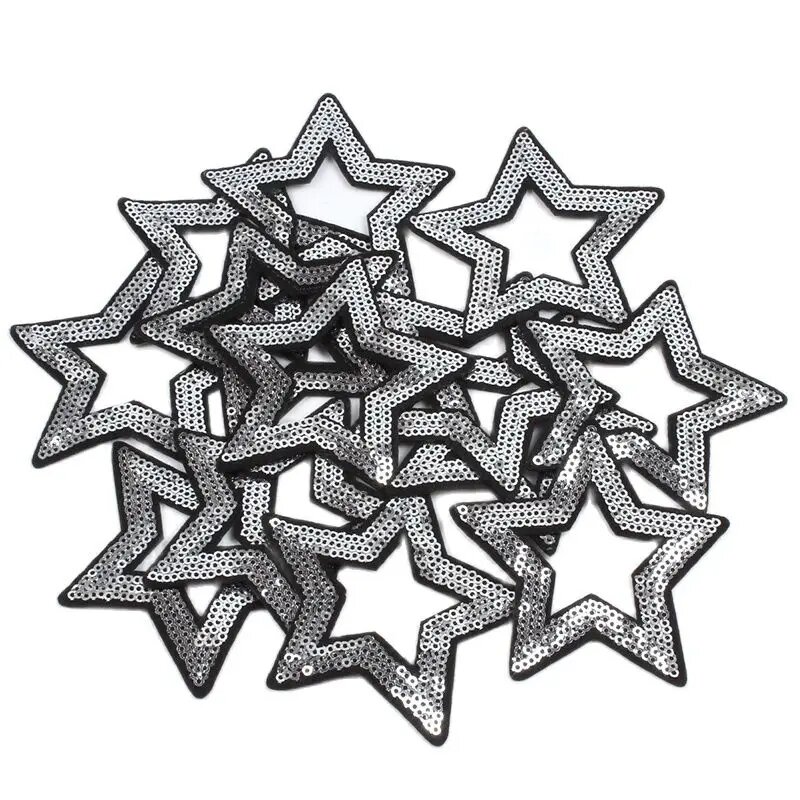Нашивки с звездами ABEI 10 шт. Black Silver