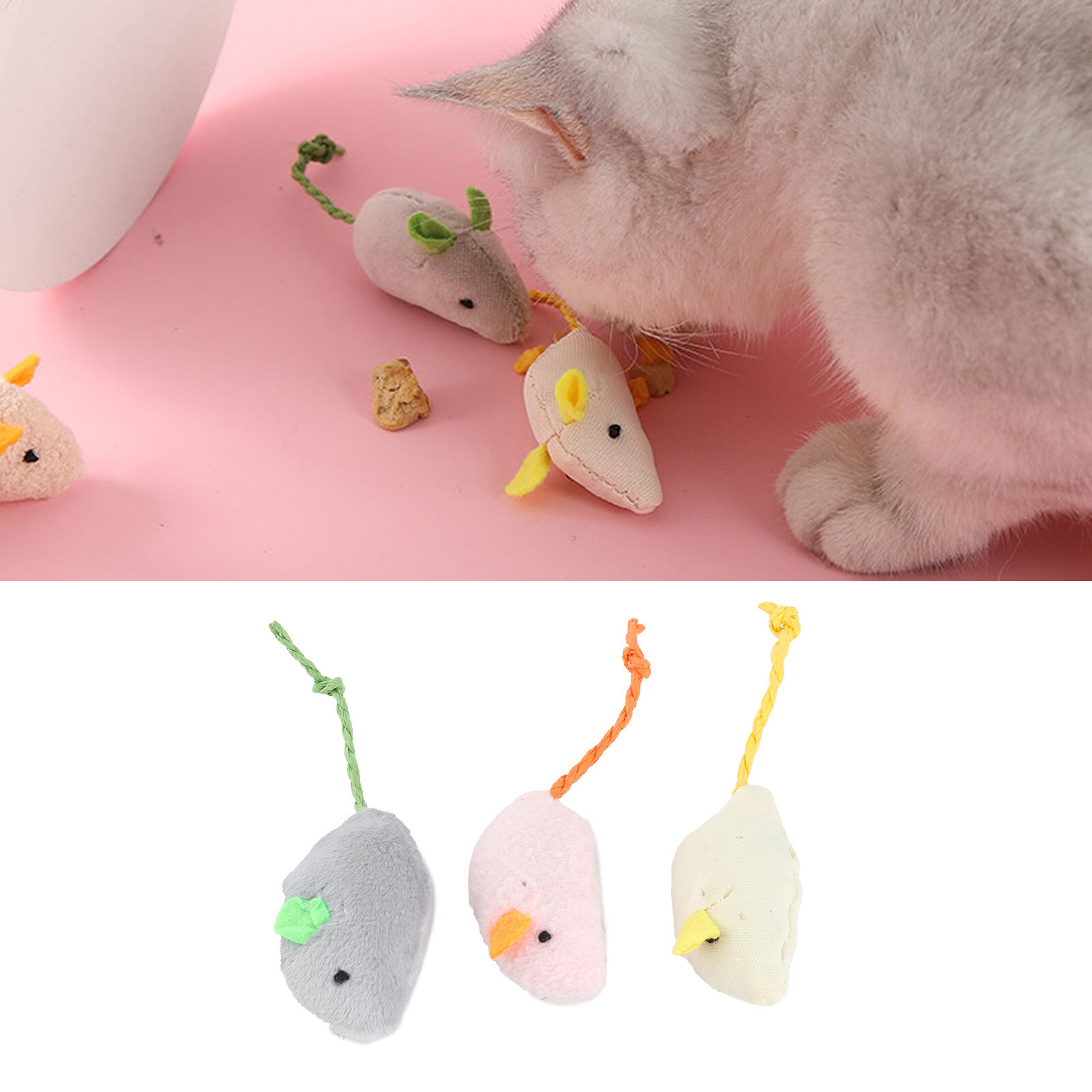 Плюшевая игрушка-мышь, имитация интерактивной кошки-мышки для домашних кошек и котят