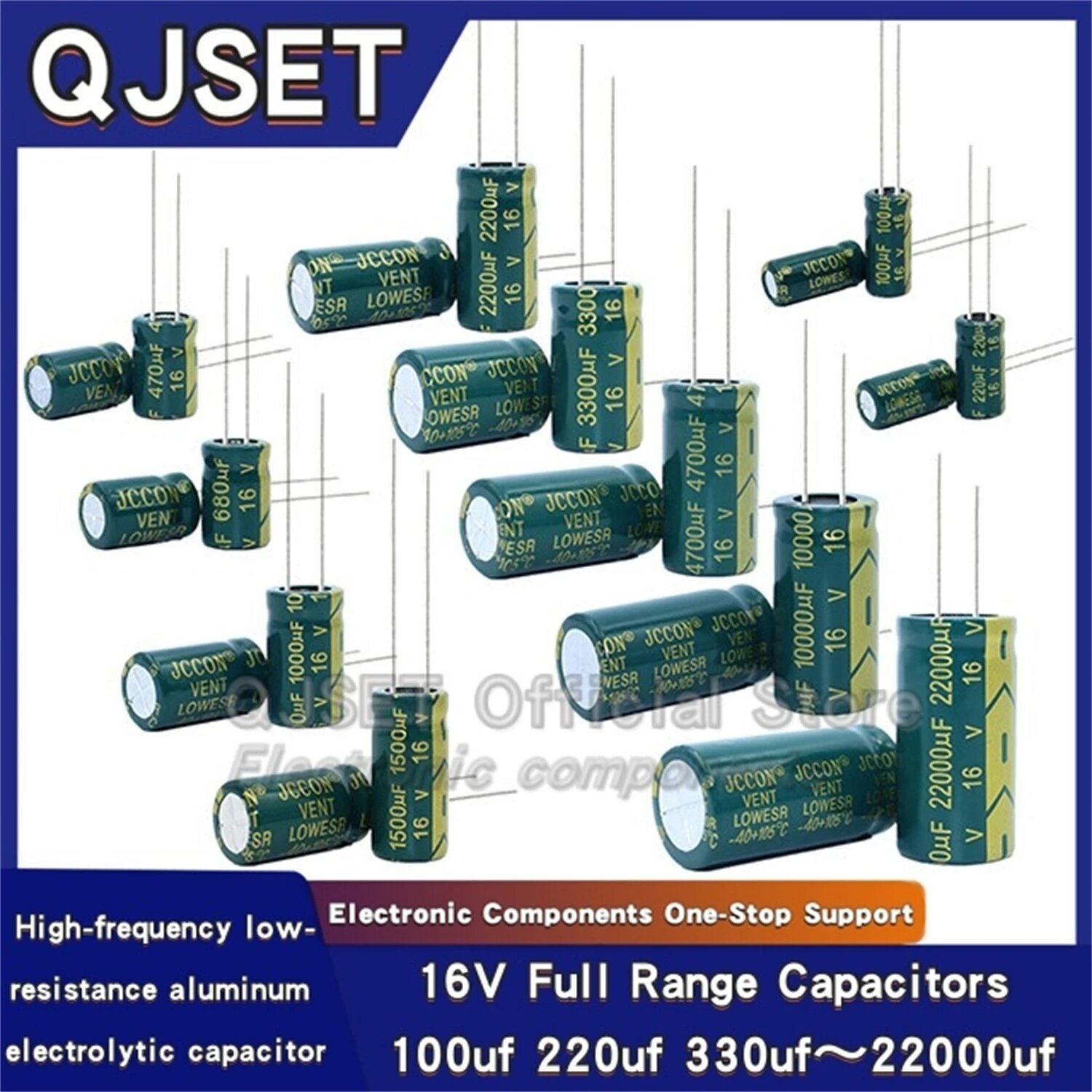 Конденсатор питания QJSET 16В 100-22000 мкФ 16v1000uf 8x16 10pcs
