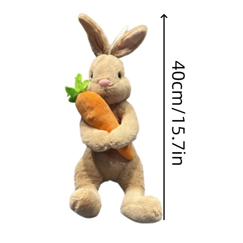 Charming short plush rabbit doll adorable bunny stuffed toy with carrot for kids