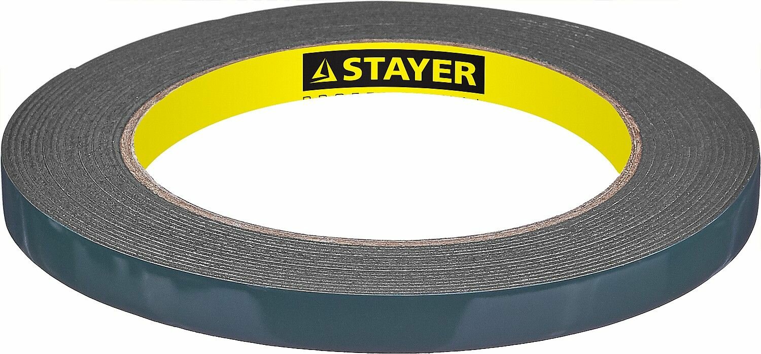 STAYER 9 мм, 5 м, черная, на вспененной основе, двухсторонняя клейкая лента, Professional (12233-09-05) 20 шт.