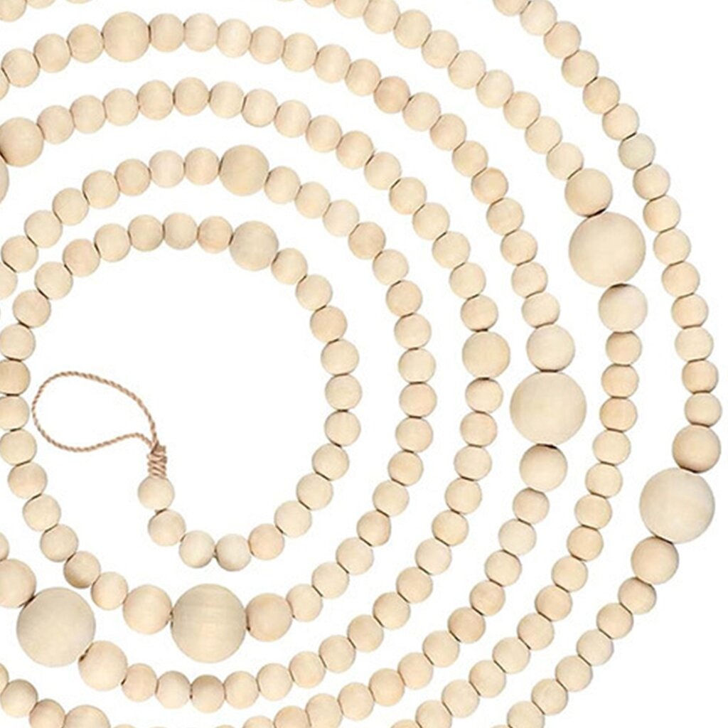 Деревянная гирлянда из бисера, Рождественские бусы, елочные украшения-натуральный цвет дерева