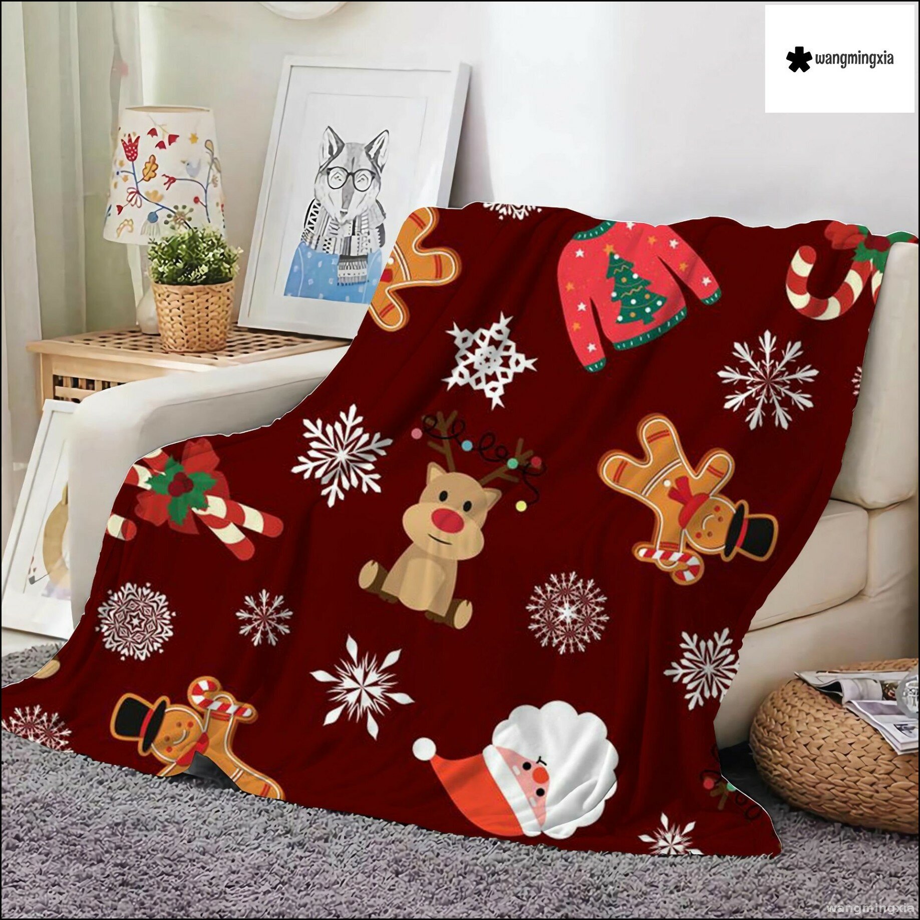 Эксклюзивное красное одеяло 130x150 см Рождественская елка