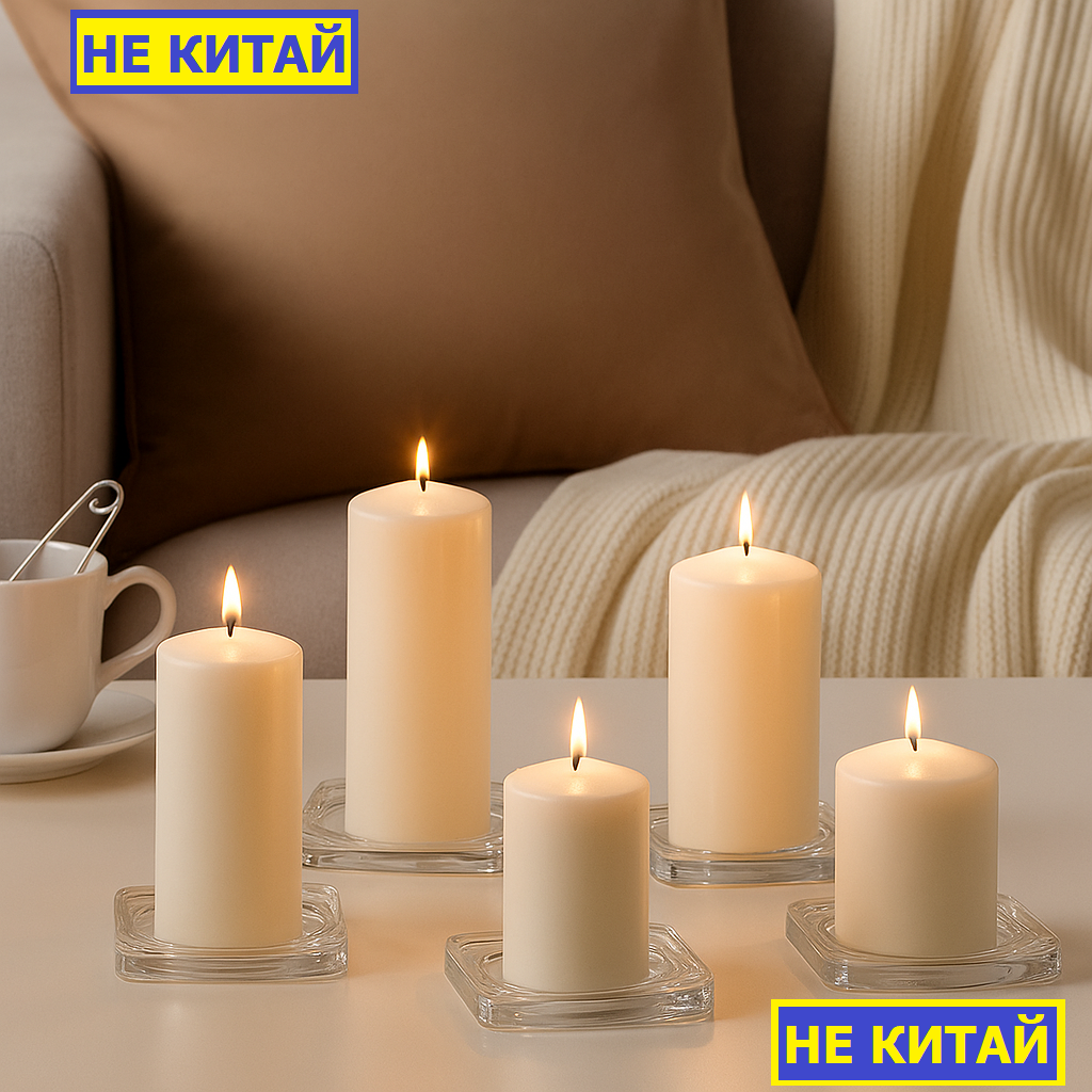 Свечи восковые, набор свечей без запаха Икеа Феномен Ikea Fenomen оригинал, 5 шт