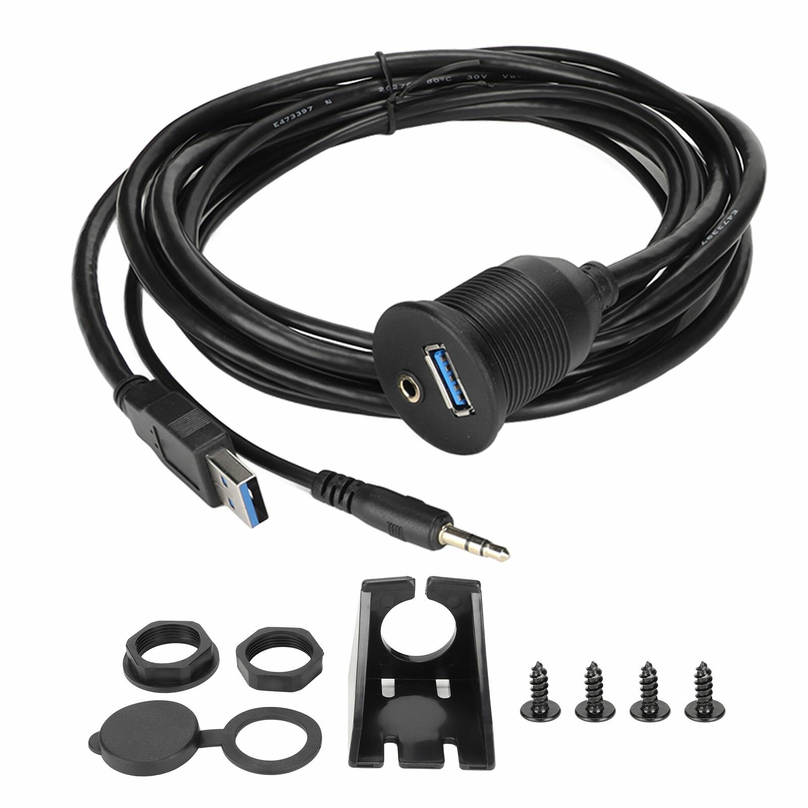 2 м кабель для промывки автомобильного крепления USB 3.0 AUX DC 3,5 мм порт автомобильного крепления кабель для промывки для автомобиля, лодки, мотоцикла со светодиодными индикаторами