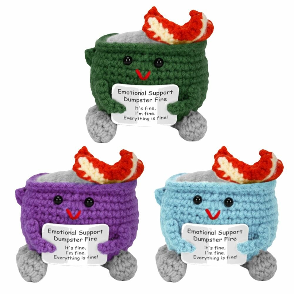 Мягкая игрушка мусорный бак с огнем, с карточкой