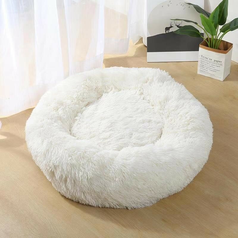 Плед для животных stylish round plush pet bed для собак и кошек, белый, 60 см