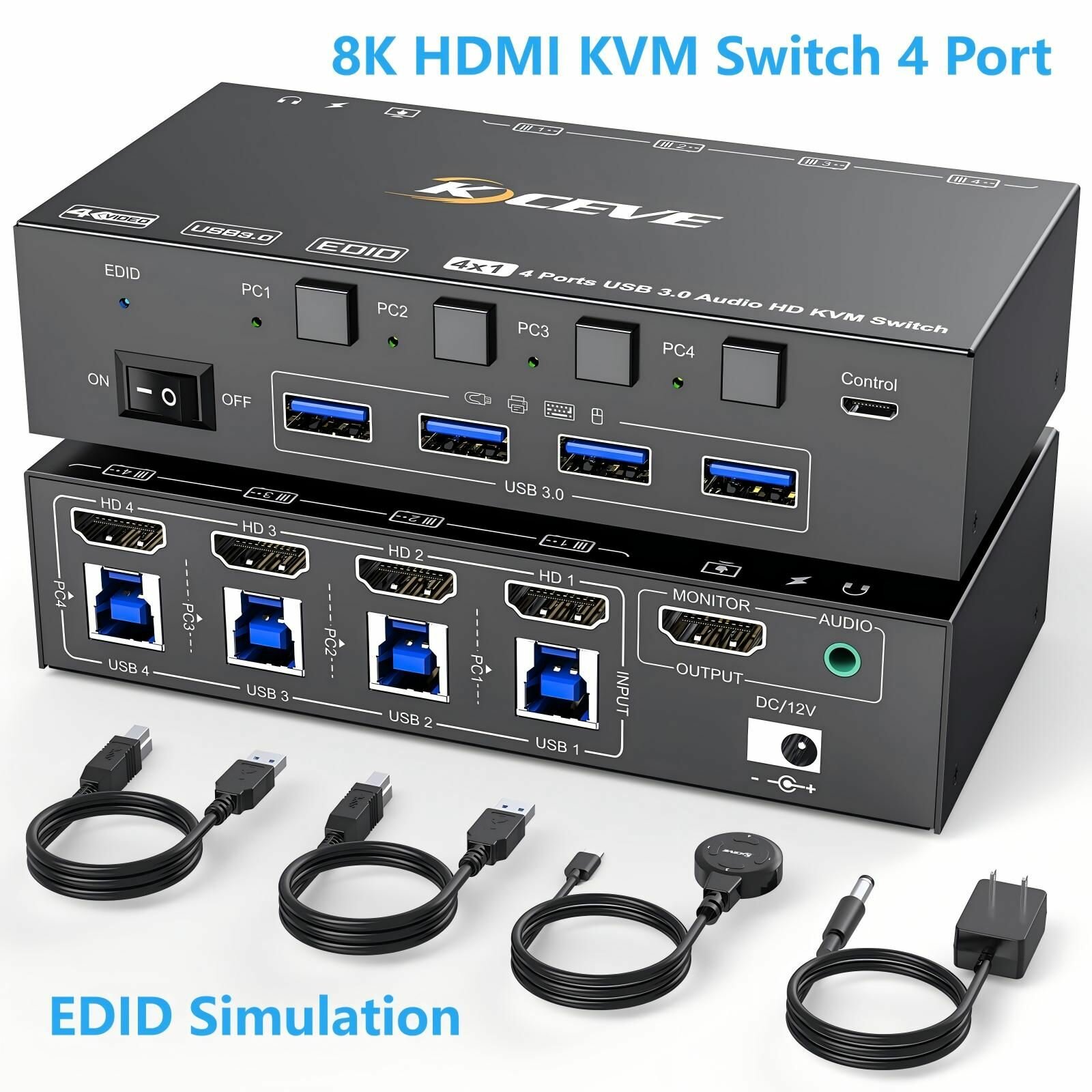 USB 3.0 KVM переключатель HDMI 4 порт 4K @ 144Hz